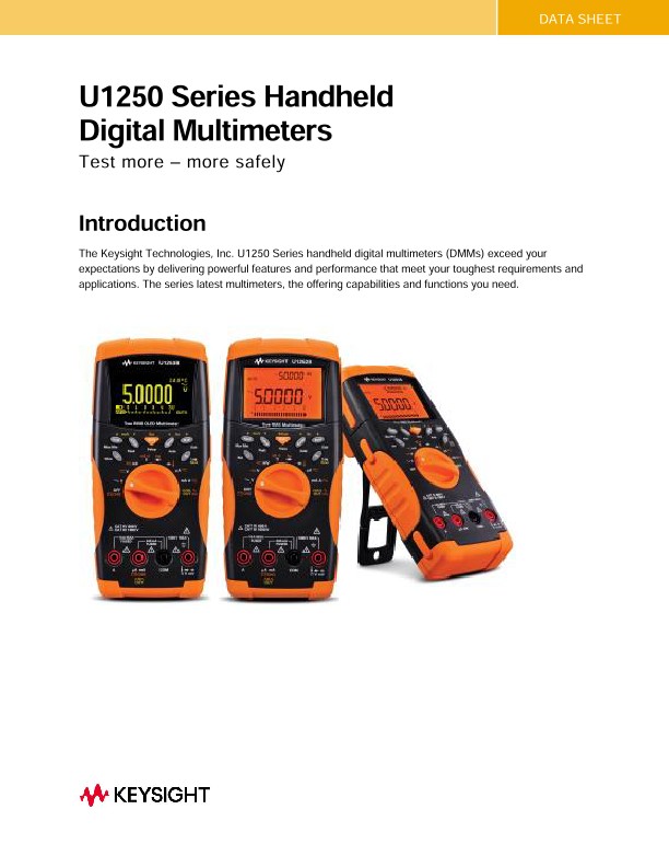 U1250 Series Handheld Digital Multimeters PDF Asset Page | Keysight